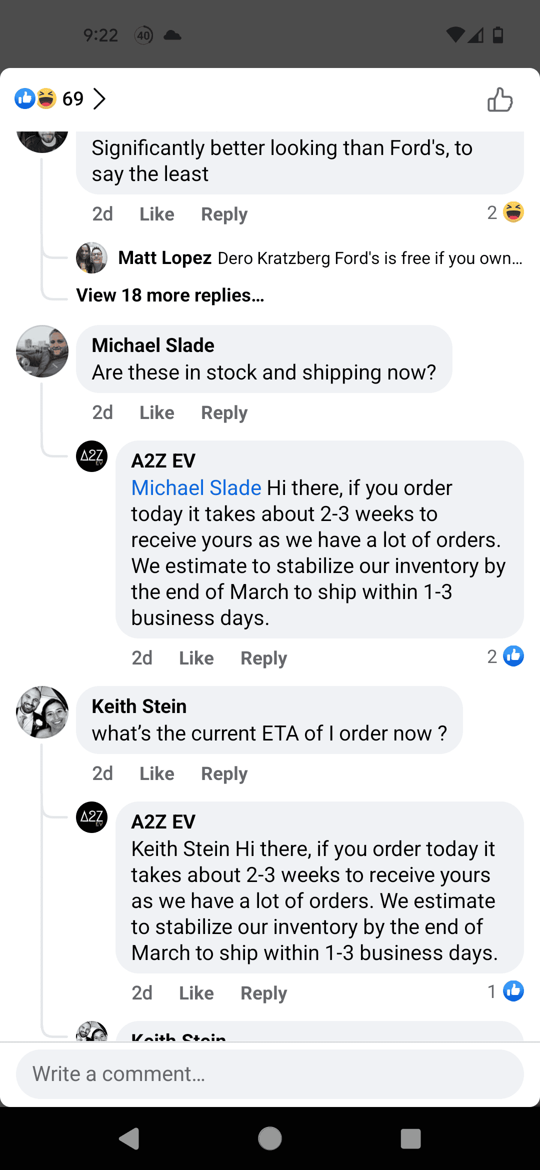 A2Z Shipping times | Ford Lightning Forum For F-150 Lightning EV Pickup ...