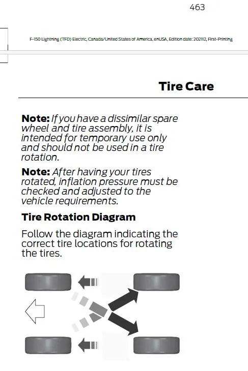 Tire Rotation | Ford Lightning Forum For F-150 Lightning EV Pickup ...