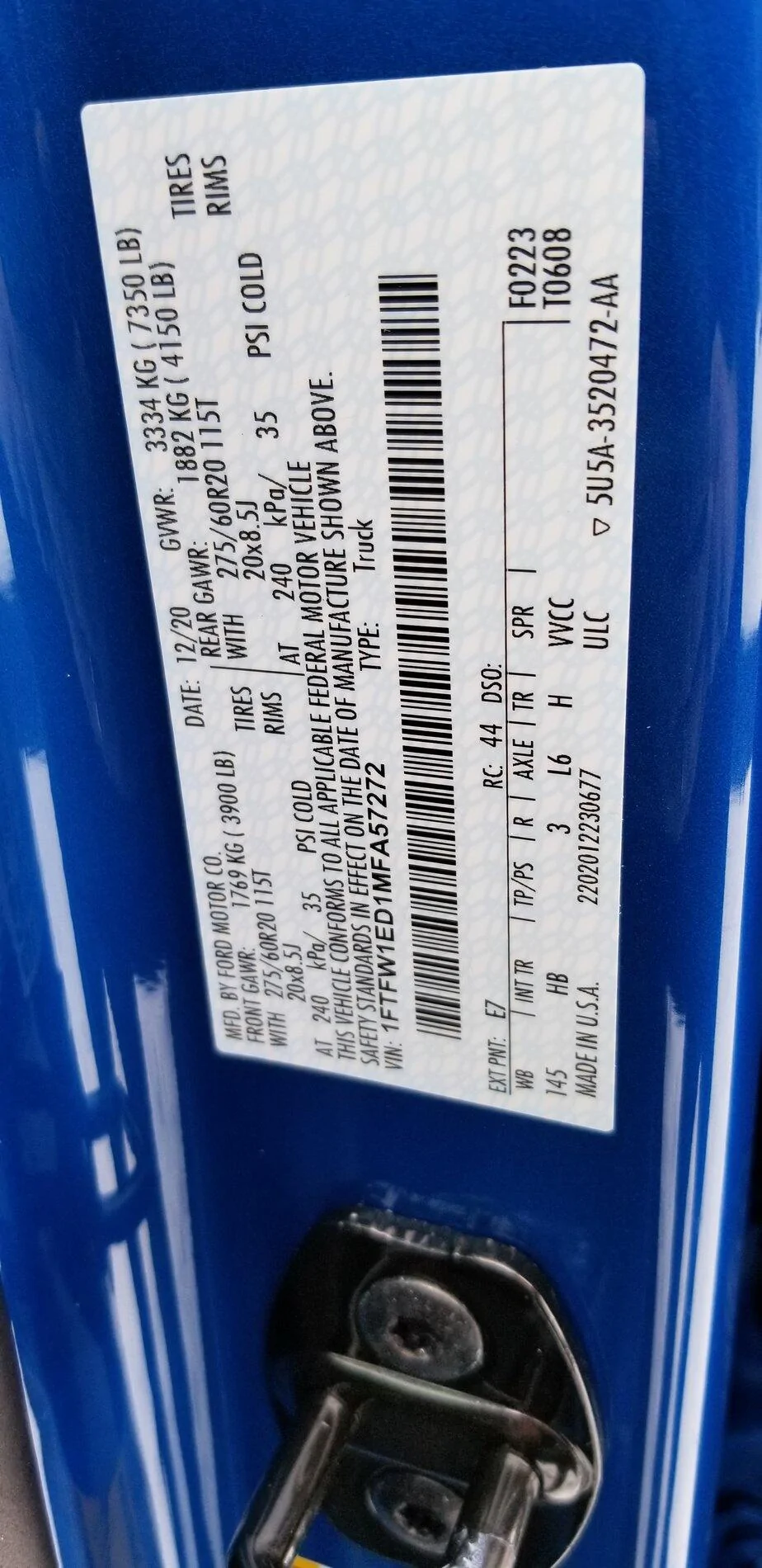 GAWR (axle) stickers for regular/max tow and EB/PB | Page 5 | Ford ...