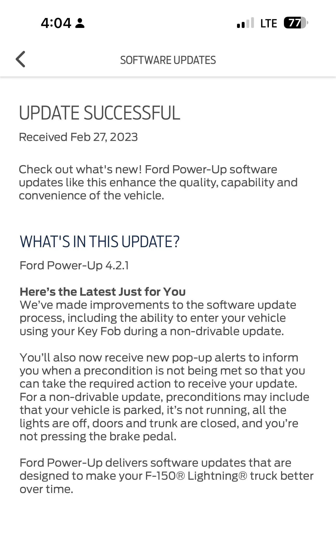 Power-Up 4.2.1 - Precondition Alert failed updates | Ford Lightning ...