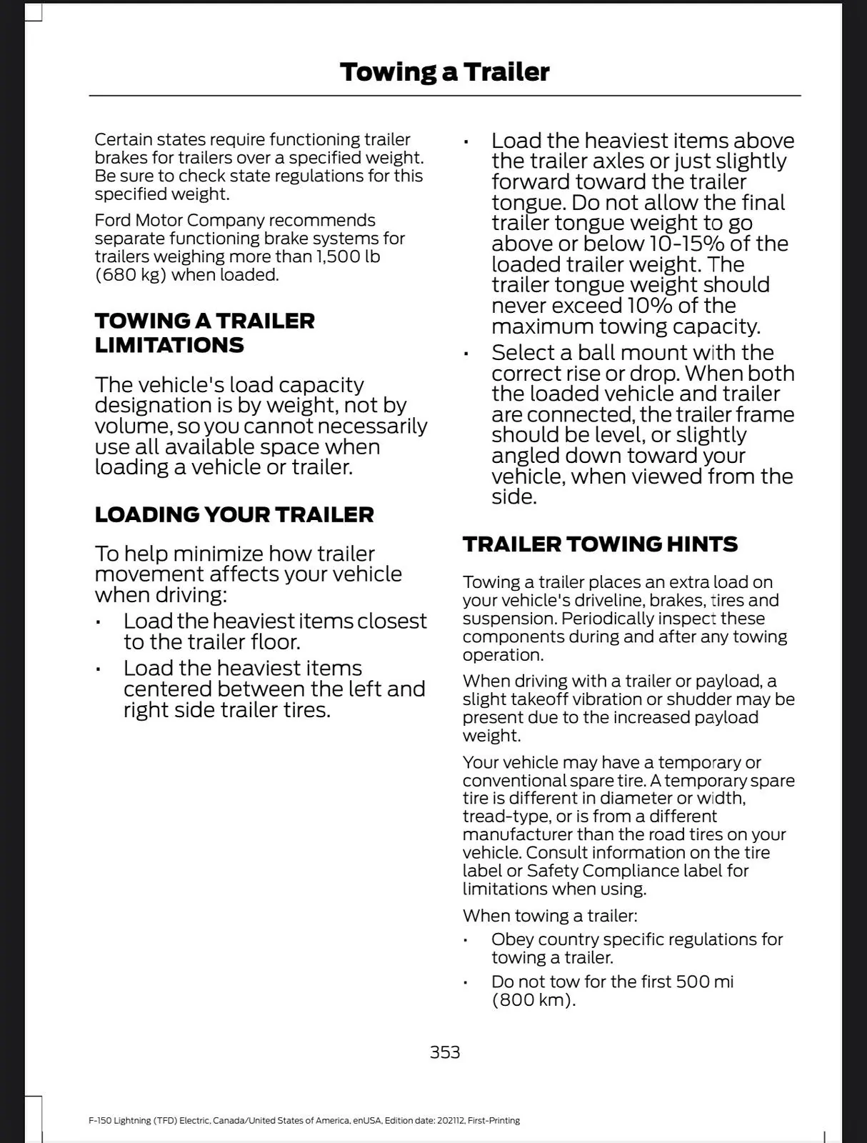 Max Tongue Weight | Ford Lightning Forum For F-150 Lightning EV Pickup ...